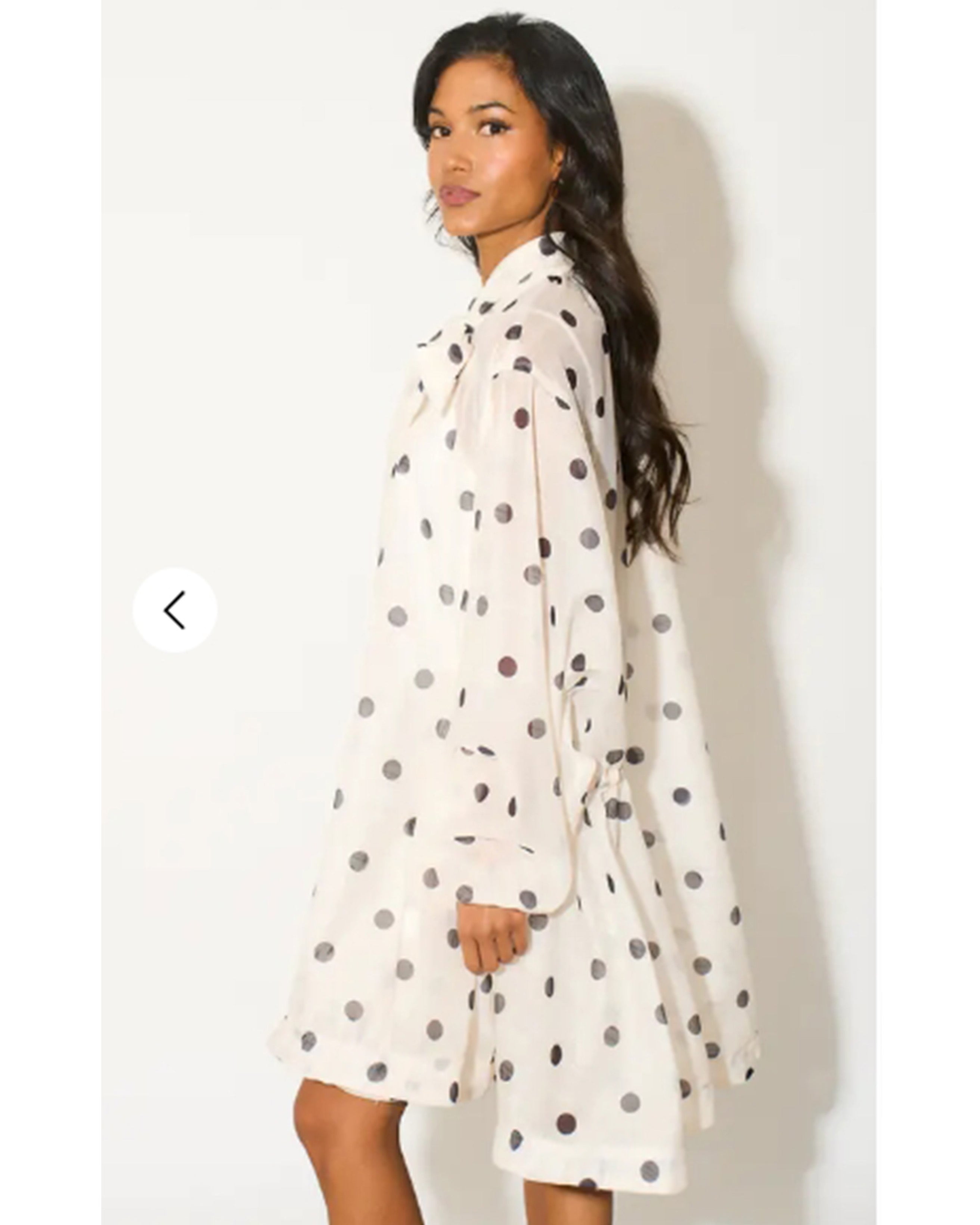 Oversized Polka Dot Print Billow Dress With Blouson Sleeves – CYLONDON