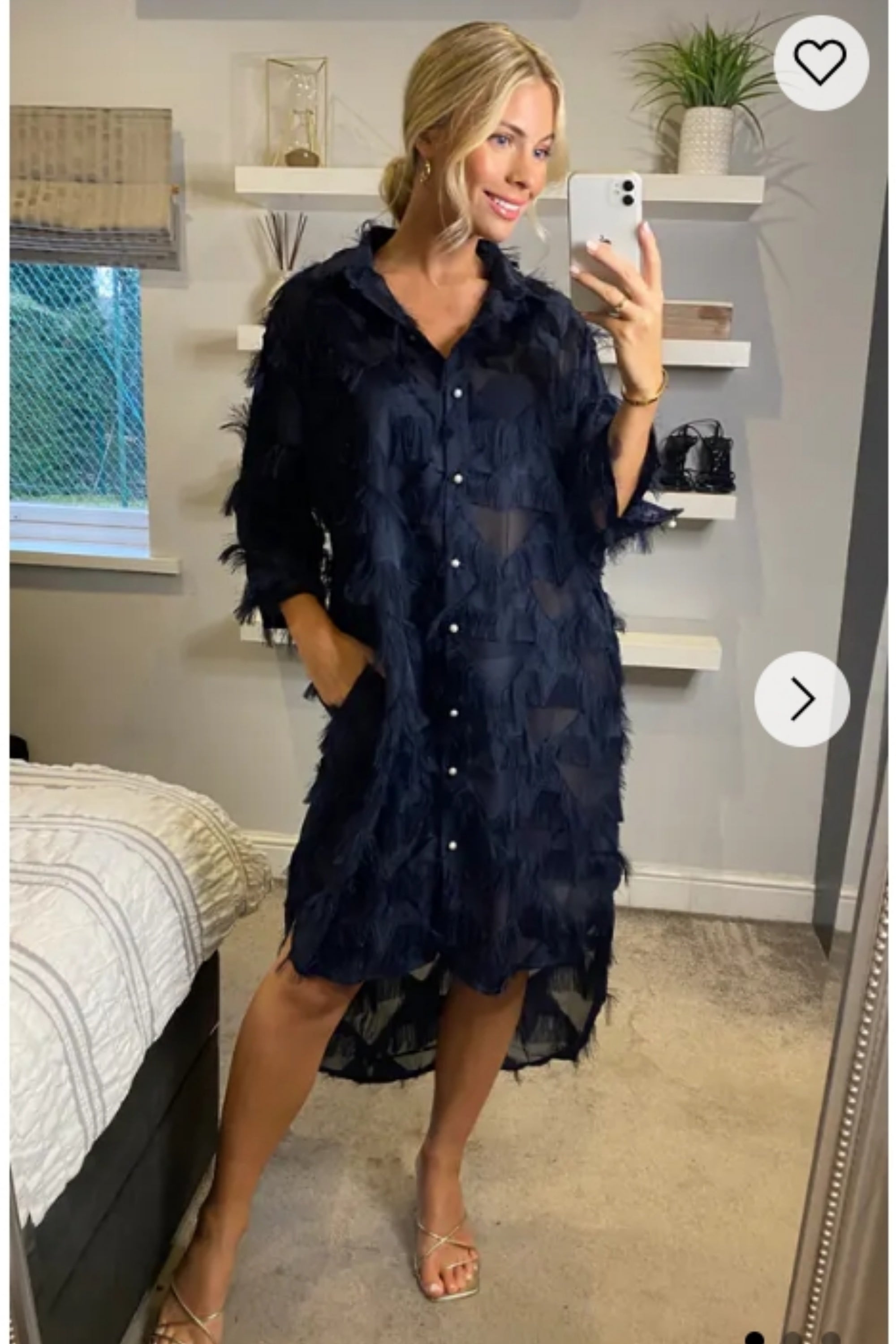 Feather look and star pattern shirt dress in Navy blue – CYLONDON